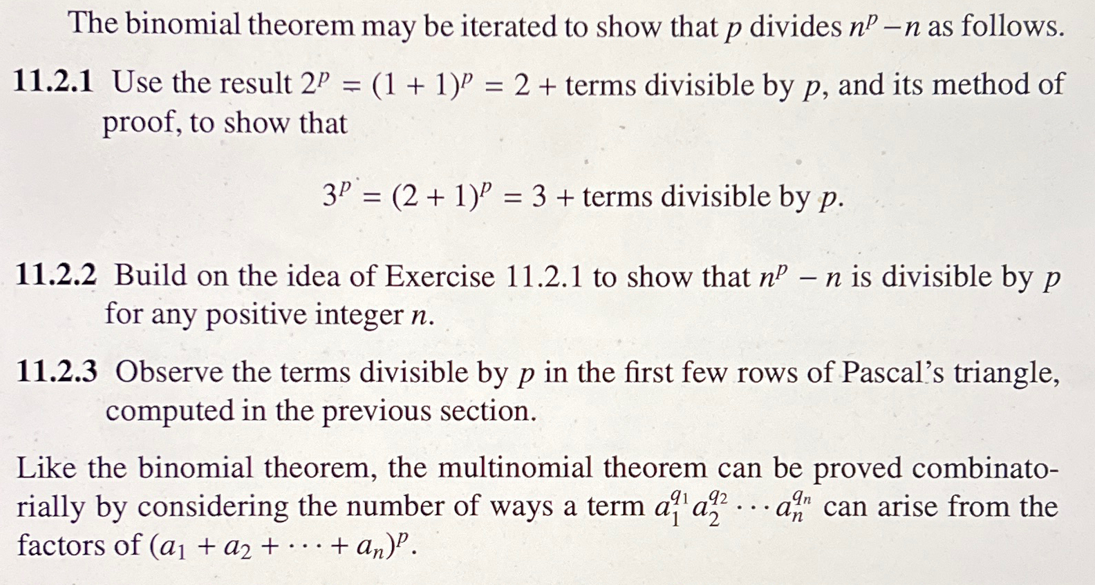 Solved The binomial theorem may be iterated to show that p | Chegg.com