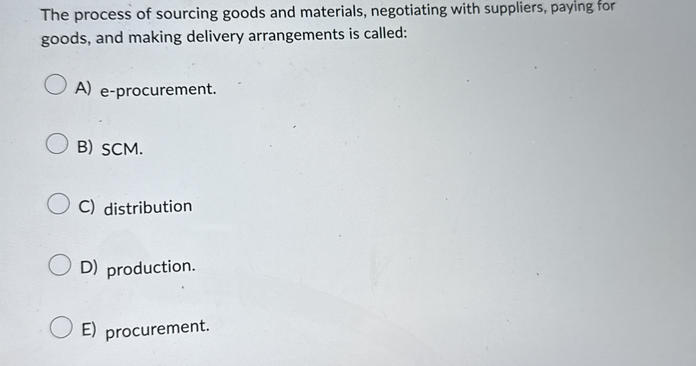 Solved The process of sourcing goods and materials, | Chegg.com