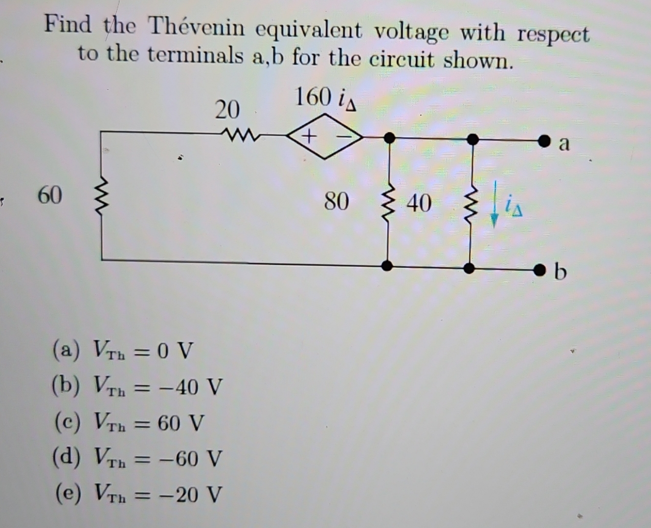 Solved Find the Thévenin equivalent voltage with respect to | Chegg.com