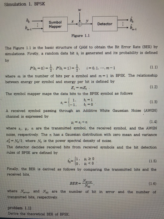 Simulation 1. BPSK Symbol Mapper Detector b Figure | Chegg.com