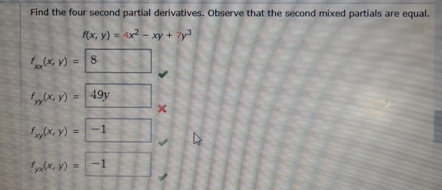 Solved Find the four second partial derivatives. Observe | Chegg.com