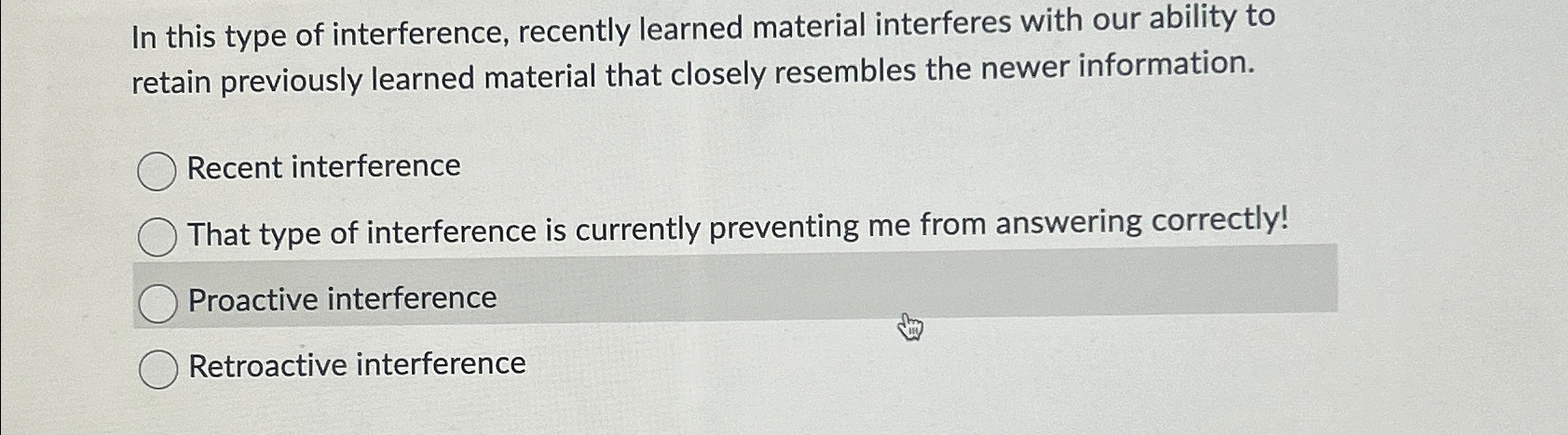 Solved In this type of interference, recently learned | Chegg.com