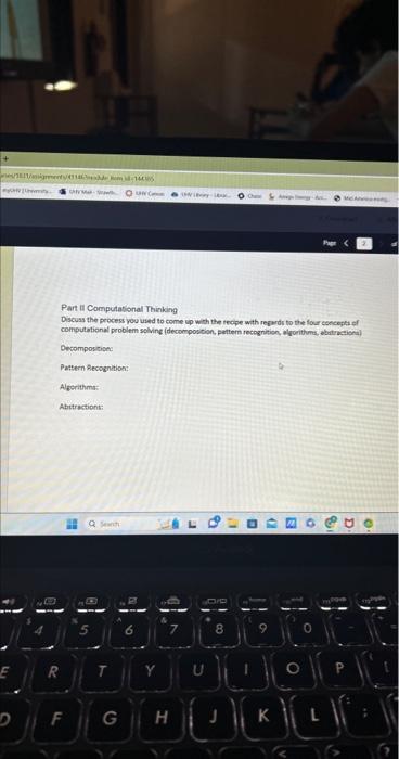 Solved Pait II Computational Thinking Discuss the process | Chegg.com