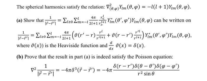 Solved The spherical harmonics satisfy the relation: | Chegg.com