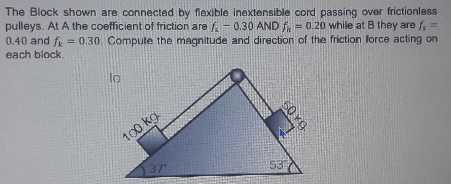 Solved The Block shown are connected by flexible | Chegg.com