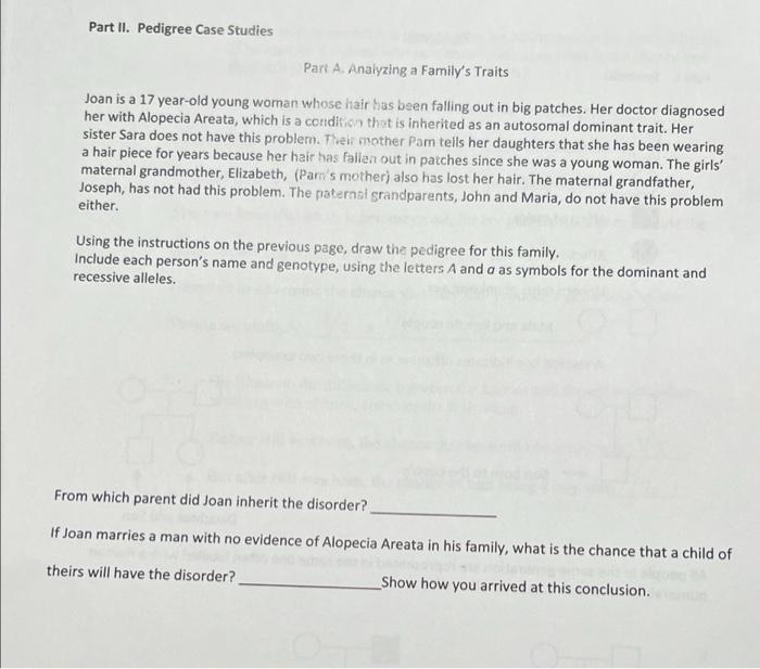 Solved Part II. Pedigree Case Studies Part A. Analyzing a | Chegg.com