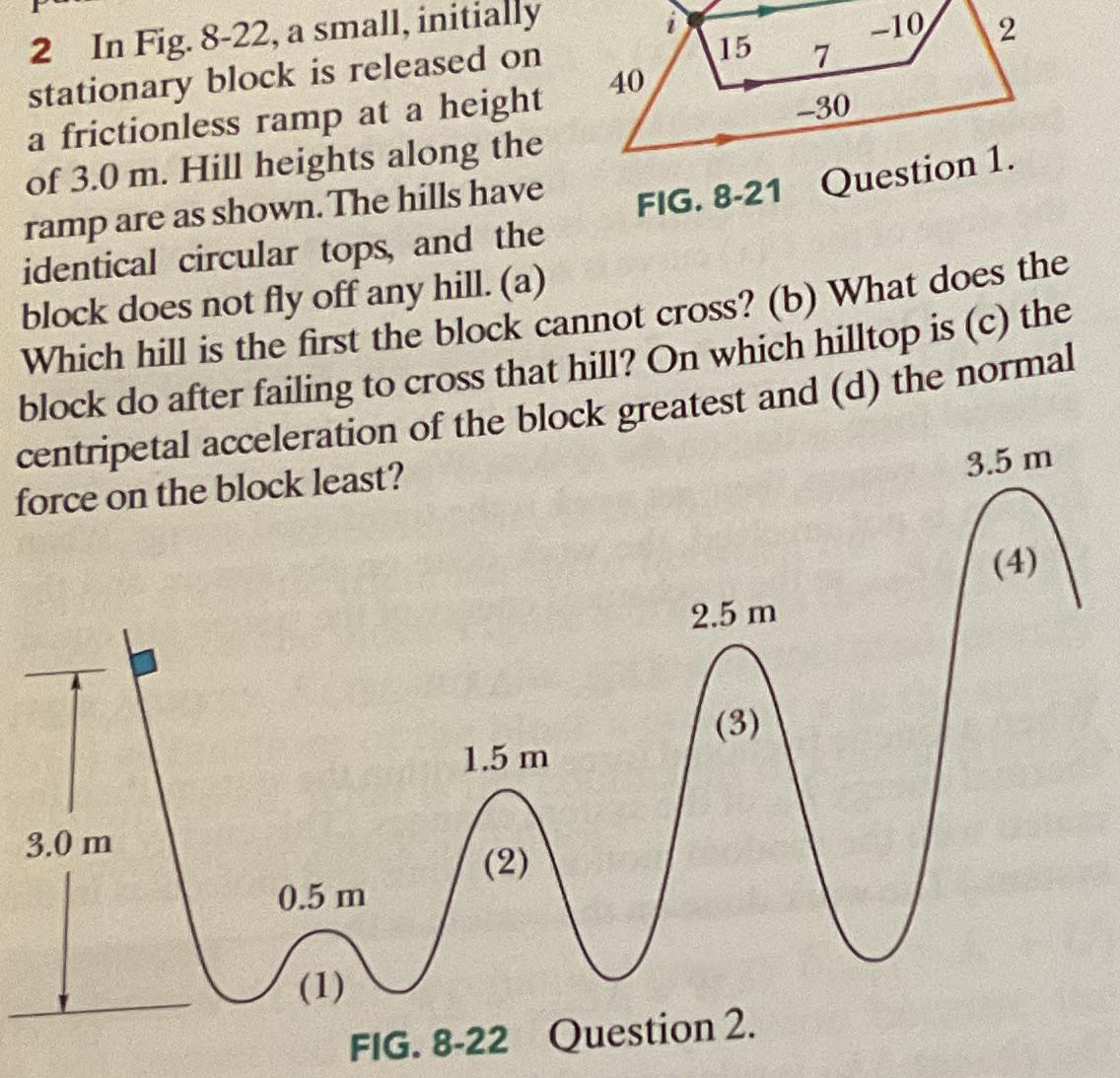 Solved 2 In Fig. 8-22, a small, initially stationary block | Chegg.com