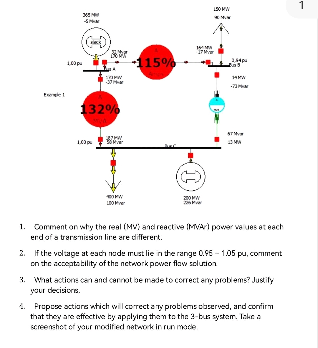 Solved 1Comment on why the real (MV) ﻿and reactive (MVAr) | Chegg.com