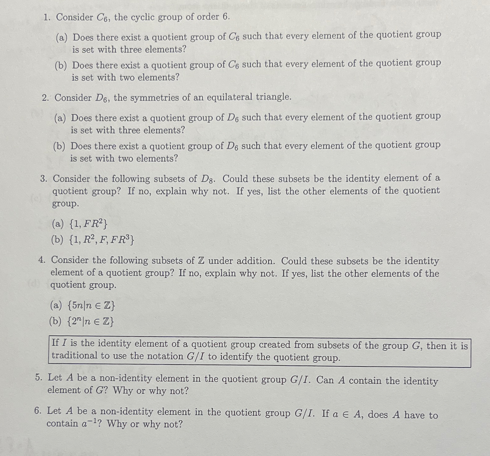 Solved Consider C6, ﻿the cyclic group of order 6 .(a) ﻿Does | Chegg.com