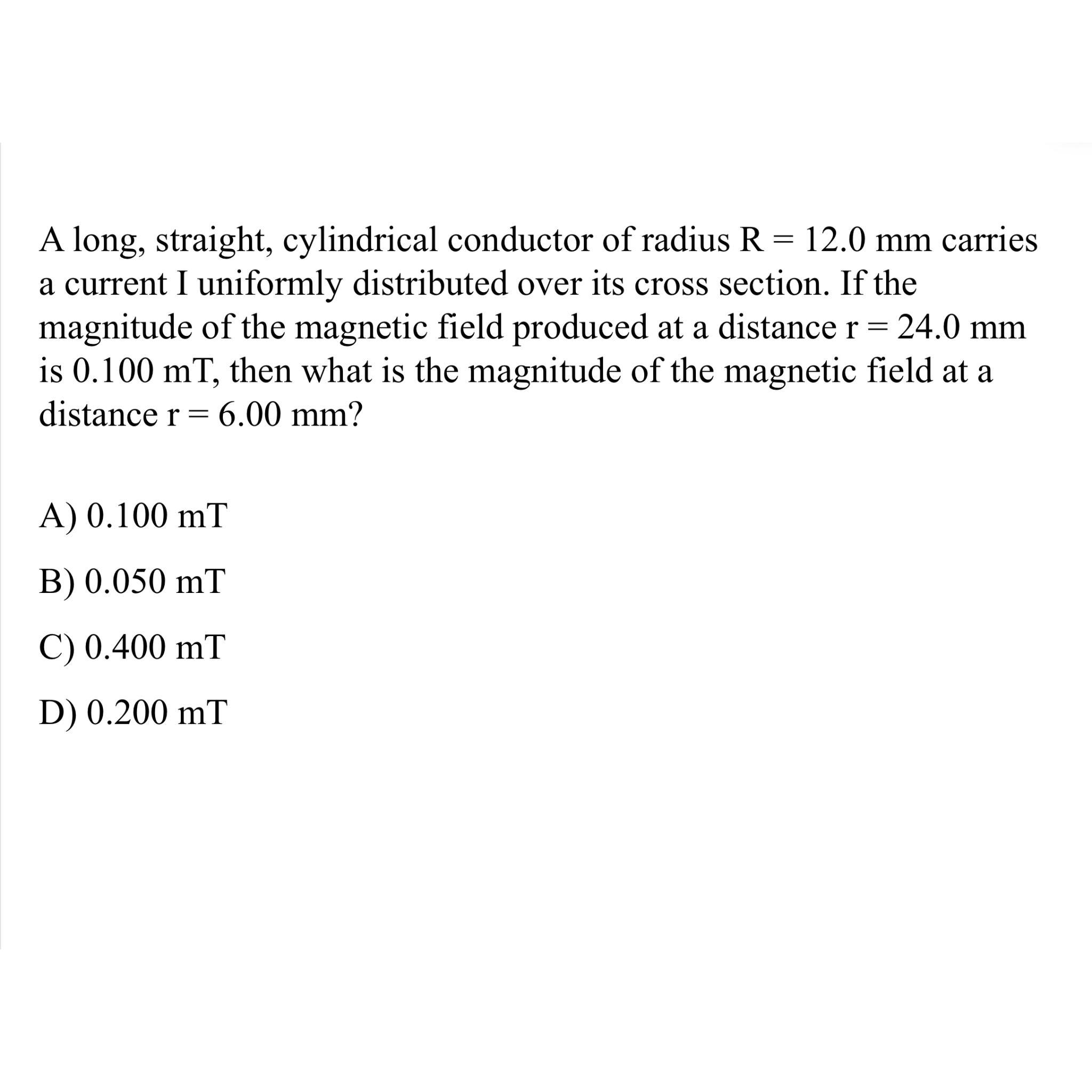 Solved A long, straight, cylindrical conductor of radius | Chegg.com