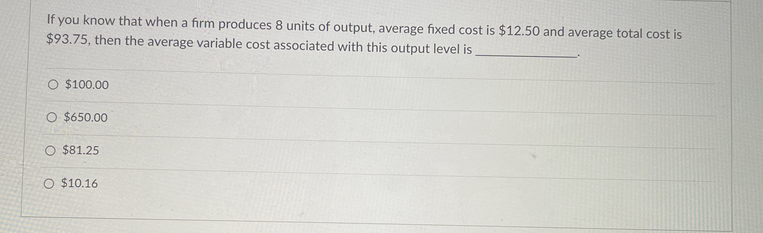 Solved If you know that when a firm produces 8 ﻿units of | Chegg.com
