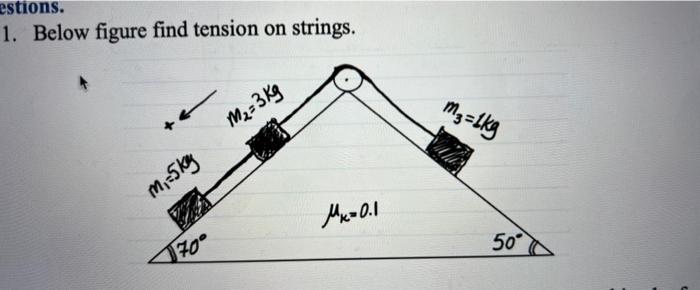 Solved 1. Below figure find tension on strings. | Chegg.com