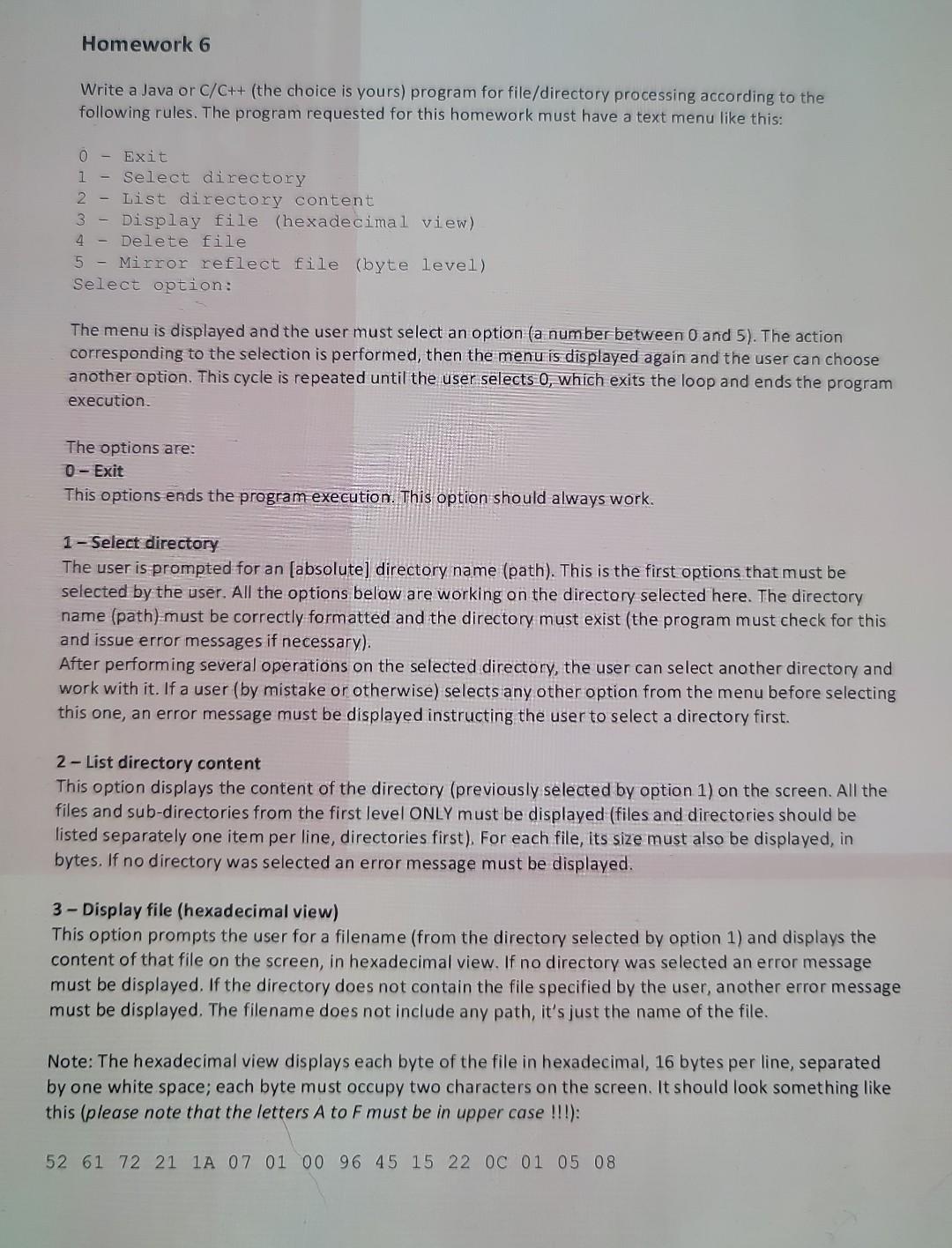 Solved Homework 6 Write a Java or C/Ct+ (the choice is | Chegg.com