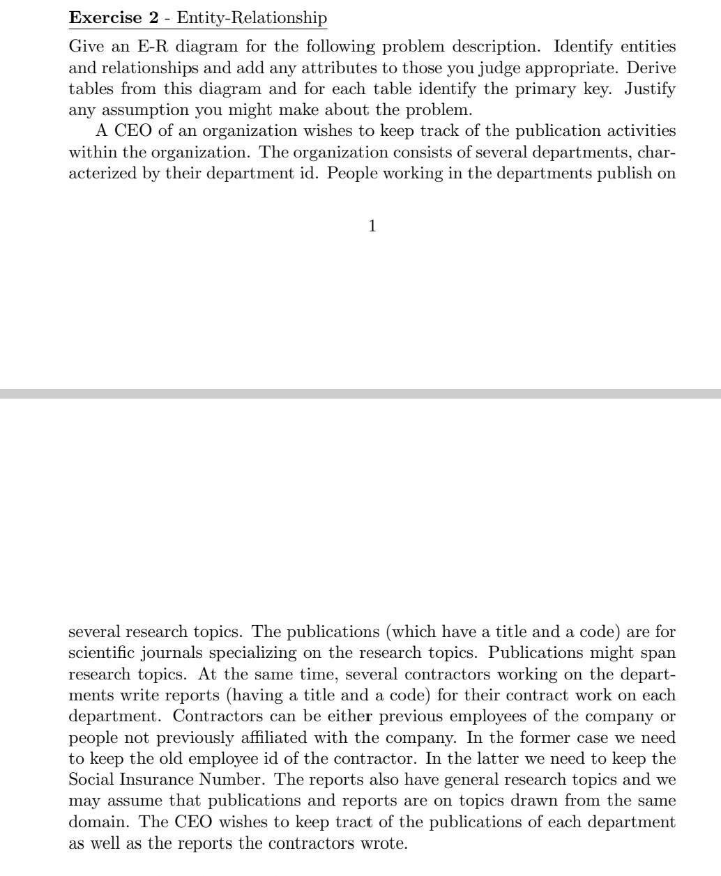 Solved Exercise 2 Entity-Relationship Give an E-R diagram | Chegg.com
