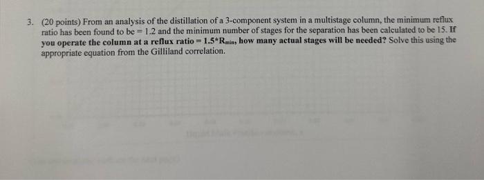 Solved 3. (20 points) From an analysis of the distillation | Chegg.com