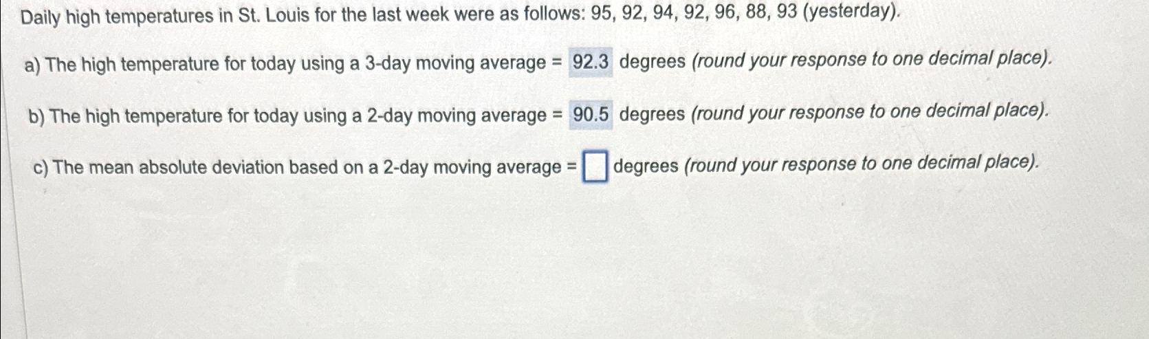 Solved Part C please- ﻿Daily high temperatures in St. ﻿Louis | Chegg.com