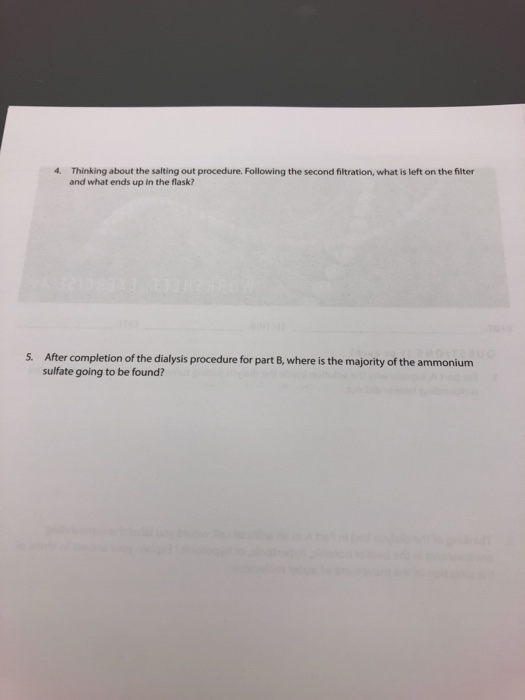 Solved 4. Thinking about the salting out procedure. | Chegg.com