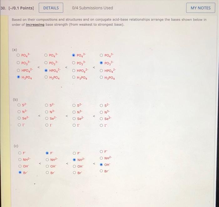 Solved 30. [-/0.1 Points) DETAILS 0/4 Submissions Used MY | Chegg.com Solved 30. [-/0.1 Points) DETAILS 0/4 Submissions Used MY | Chegg.com