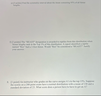 Solved e) [2 ﻿points] ﻿Find the symmetric interval about the | Chegg.com