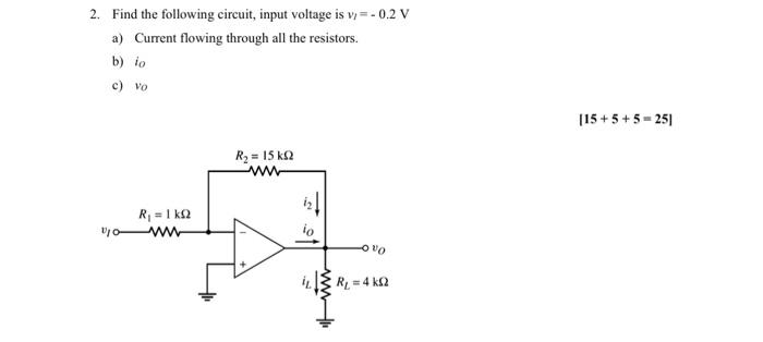 Solved 2. Find the following circuit, input voltage is | Chegg.com