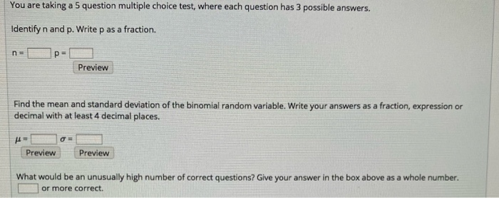 Solved You are taking a 5 question multiple choice test, | Chegg.com