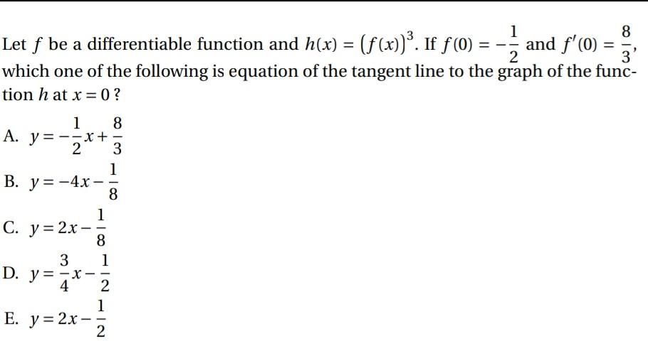 Solved Let f be a differentiable function and h(x)=(f(x))3. | Chegg.com