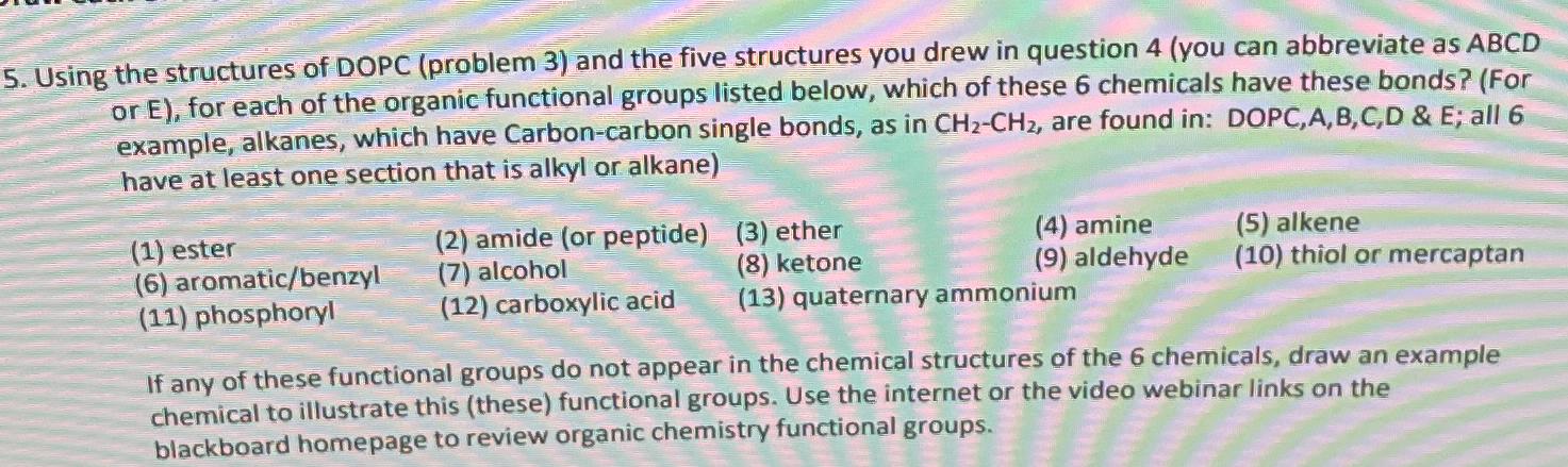 Solved Using the structures of DOPC (problem 3 ) and the | Chegg.com