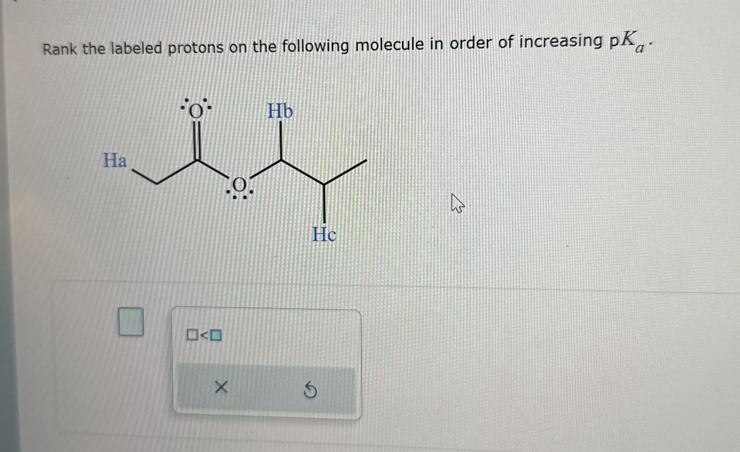 Solved Rank the labeled protons on the following molecule in | Chegg.com