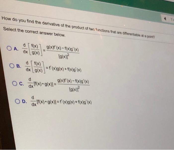 Solved How do you find the derivative of the product of two | Chegg.com