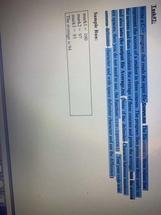 Solved Task#2: Write a CH program that reads the input file | Chegg.com
