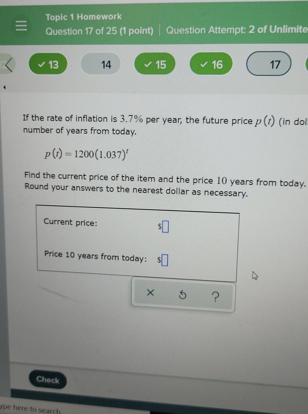 Solved If the rate of inflation os 3.7 per year the future | Chegg.com