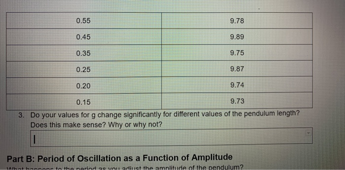 Solved Find the value of g for each of the lengths, using | Chegg.com