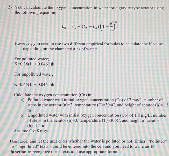 Solved 2) You can calculate the oxygen concentration in | Chegg.com