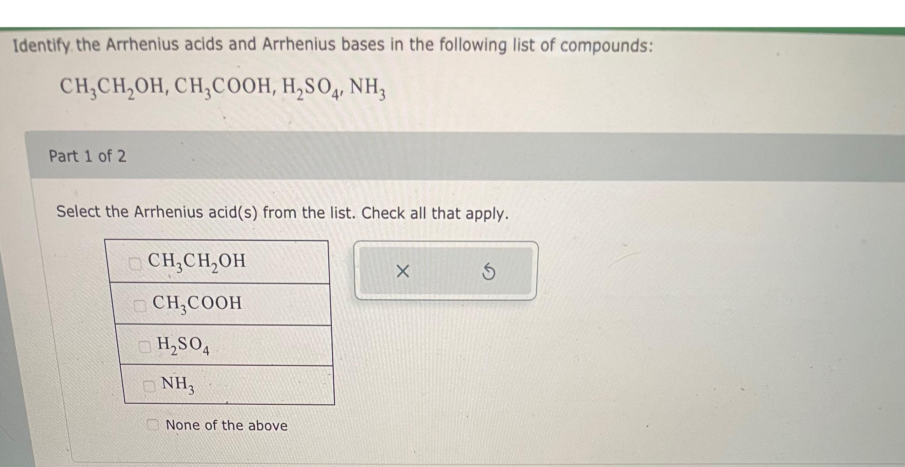 Solved Identify the Arrhenius acids and Arrhenius bases in | Chegg.com