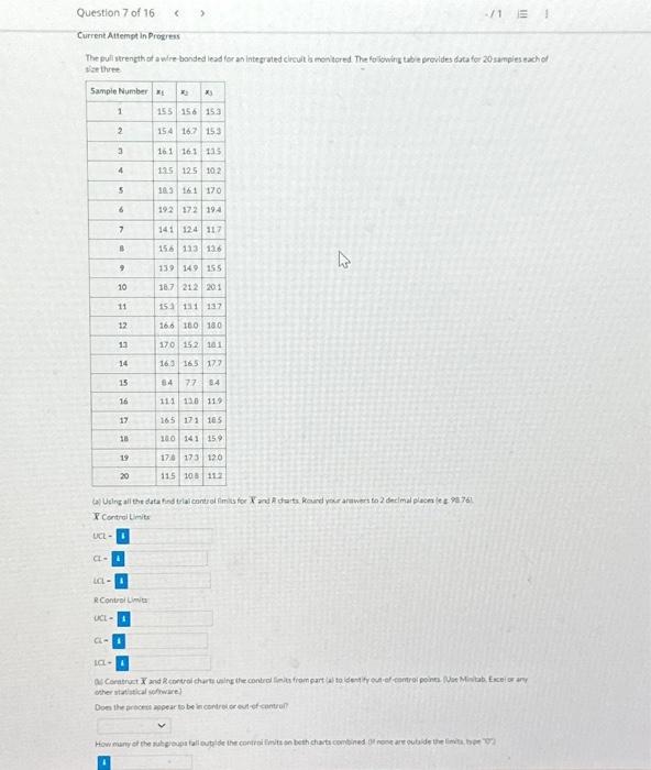 Question 7 of 16 ./1≡1 Current Attempt in Protress | Chegg.com