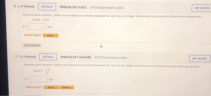 Solved Solve the given equotion, (Enter your answers as a | Chegg.com