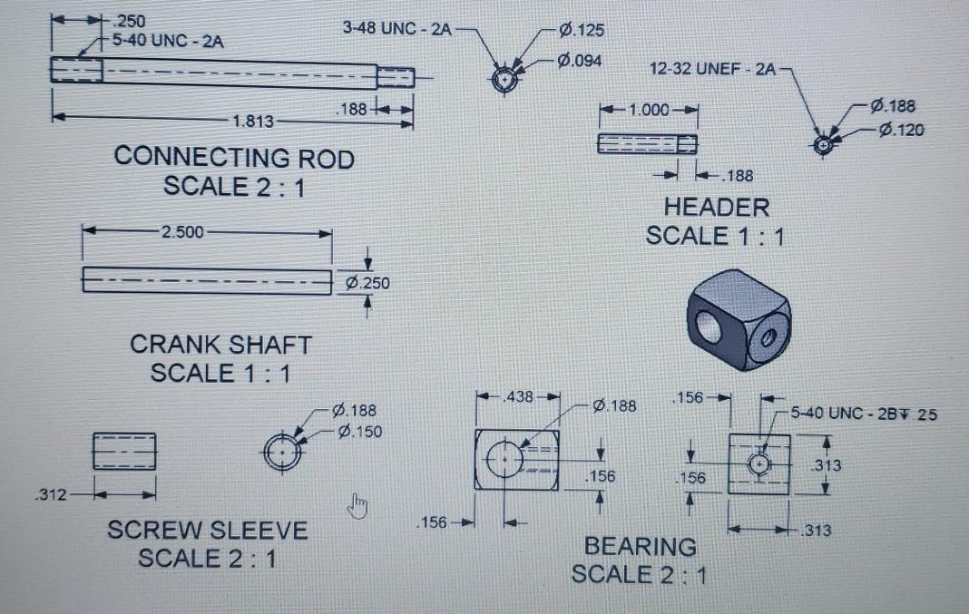 Solved 250 -5-40 UNC - 2A 3-48 UNC - 2A 0.125 0.094 12-32 | Chegg.com