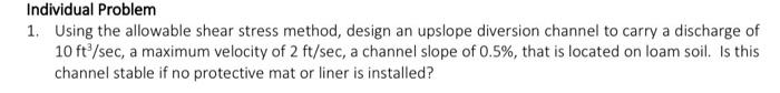 Solved Individual Problem 1. Using the allowable shear | Chegg.com