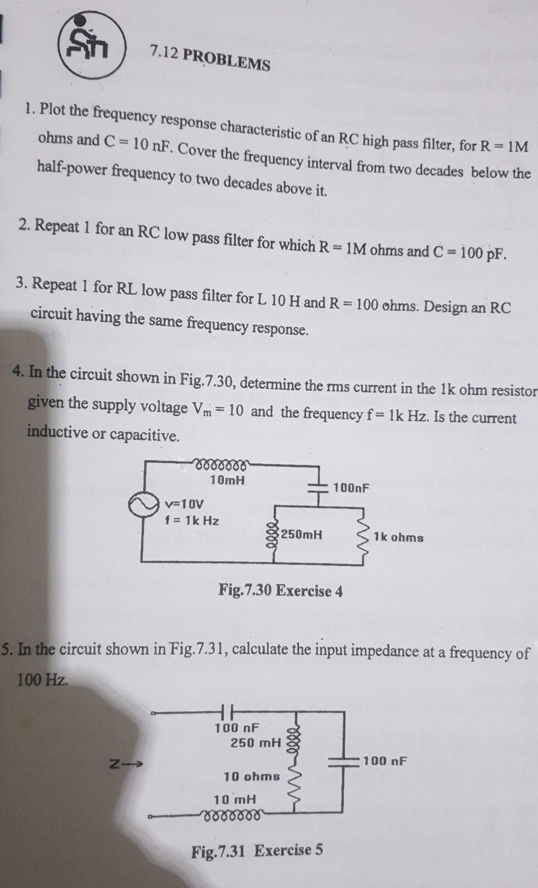 Solved 1. Plot the frequency response characteristic of an | Chegg.com