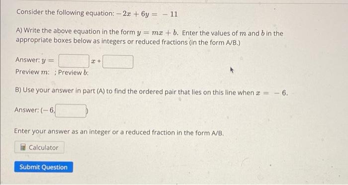 Solved Consider the following equation: -- 2.2c + 6y = – 11 | Chegg.com