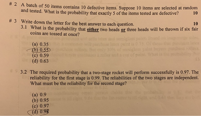 Solved A batch of 50 items contains 10 defective items. | Chegg.com
