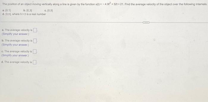 Solved The Position Of An Object Moving Vertically Along A