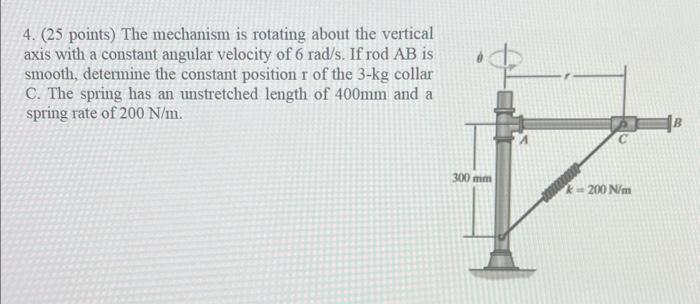 Solved 4. (25 points) The mechanism is rotating about the | Chegg.com