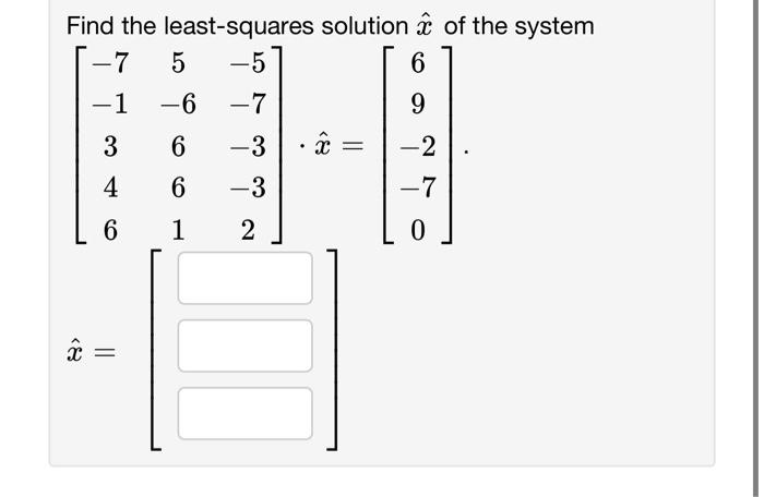 Solved Find the least-squares solution x^ of the system | Chegg.com
