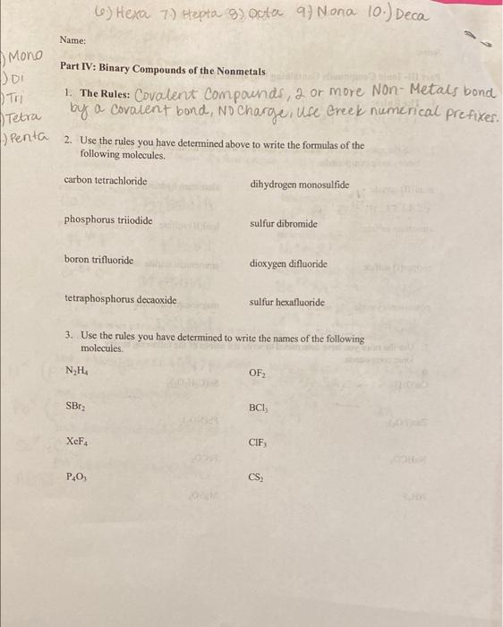 Solved (6.) Hexa 7.) Hepta 3) octa a Nona 10.) Deca Name: | Chegg.com