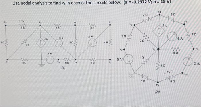 Solved Use nodal analysis to find vx in each of the circuits | Chegg.com