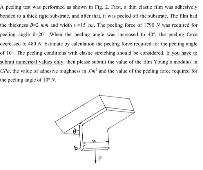 Solved a A peeling test was performed as shown in Fig. 2. | Chegg.com