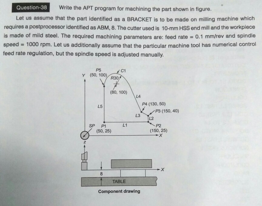 Solved Question-38 Write the APT program for machining the | Chegg.com