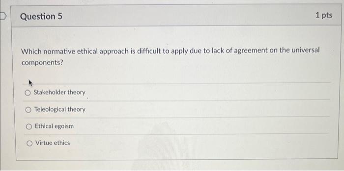 Which normative ethical approach is difficult to | Chegg.com