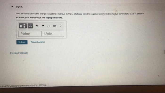 Solved Part A C of charge from the negative terminal to the | Chegg.com